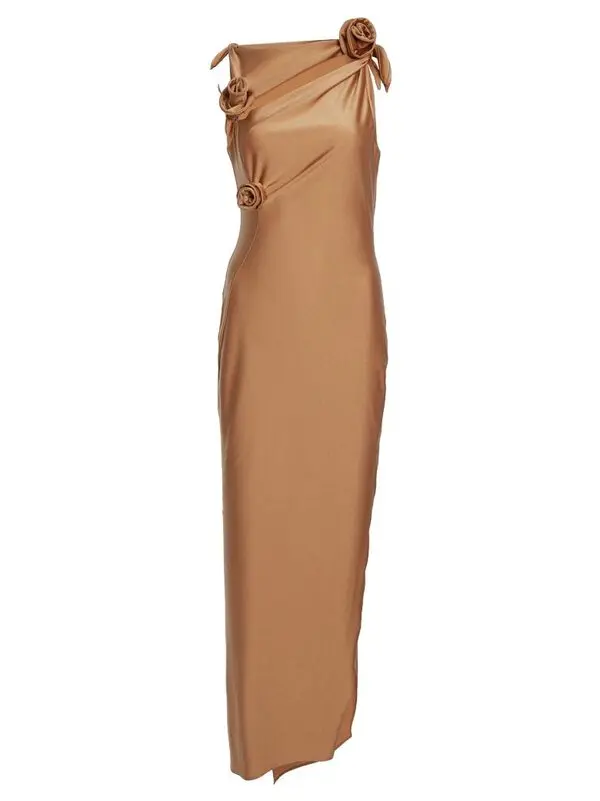 Coperni Asymmetric Flower Gown - Brown