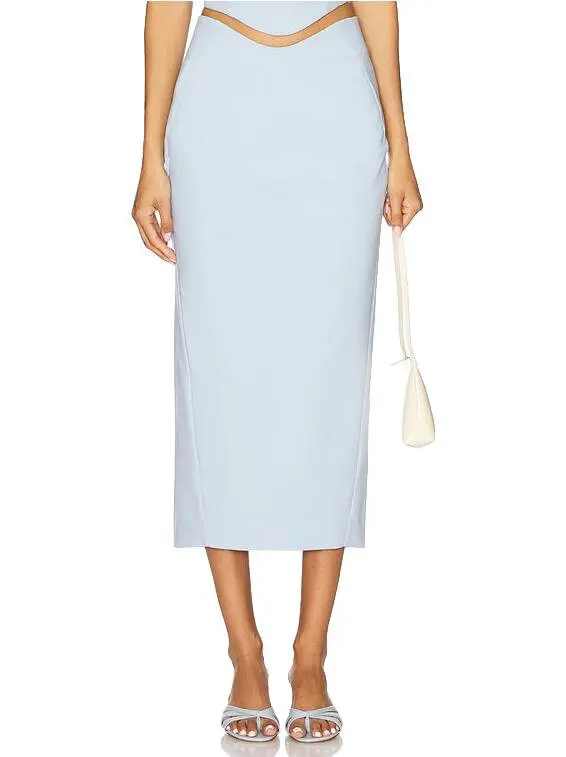 CAMILA COELHO Lotta Midi Skirt - Barely Blue