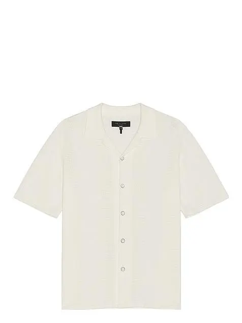 Rag & Bone Zuma Pointelle Avery Shirt In White - Chalk