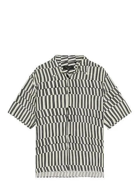 Rag & Bone Dalton Printed Shirt In Black,white - Blue & White Joff Print