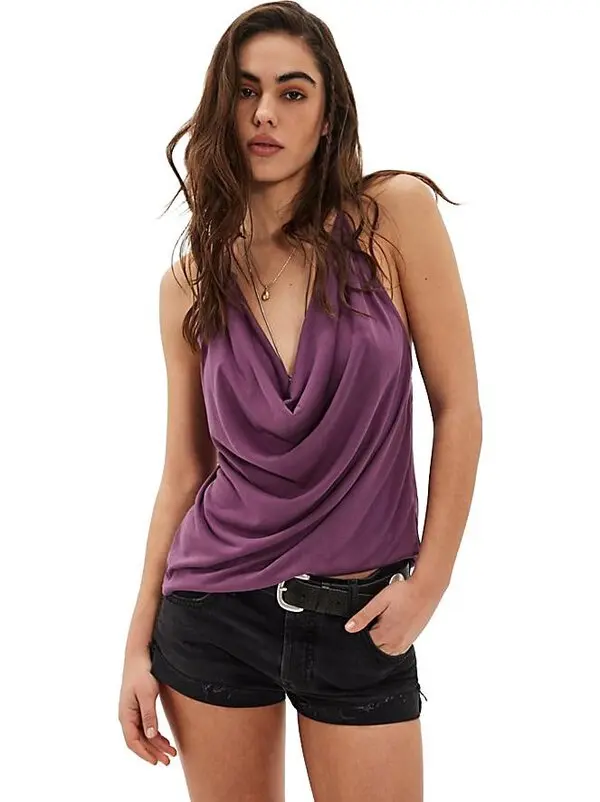 Free People Veda Cowl-neck Cami - Violet Siren