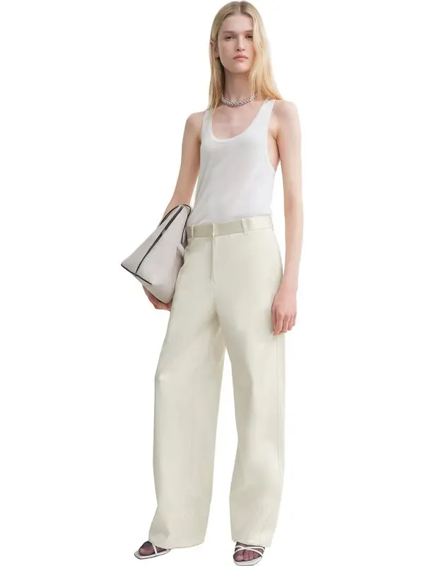 TOTEME Wide Leg Trousers With Twisted Seam - Ecru