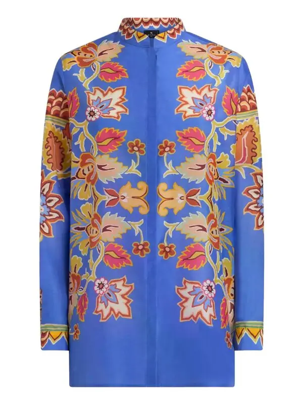 Etro Floral-print Shirt - Blue