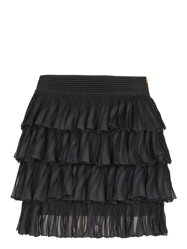 Balmain Ruffle Knit Mini Skirt - Black