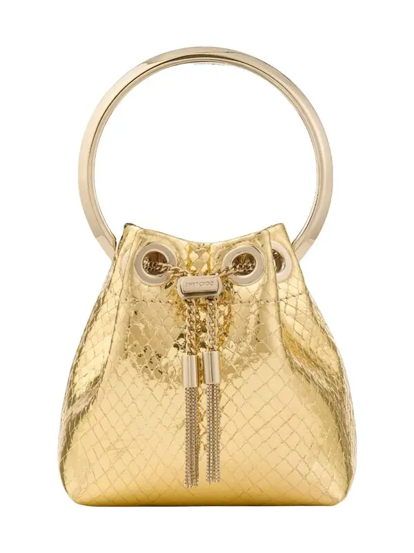 JIMMY CHOO Micro Bon Bon Leather Top-handle Bag - Gold