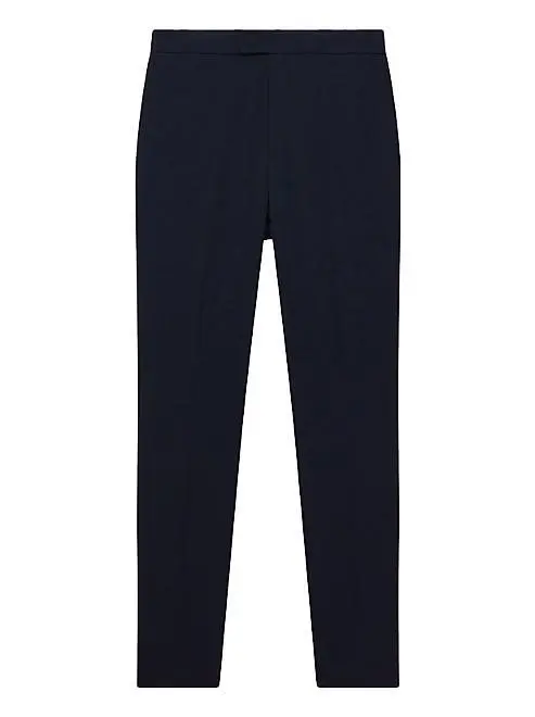 REISS Slim-fit Drawstring Woven Trousers - Navy