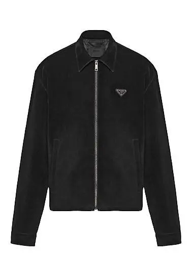 Prada Cotton-velvet Blouson Jacket With Triangle Logo - Black