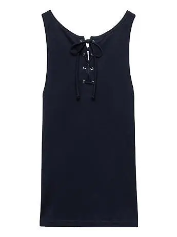 Prada Cotton-jersey Lace-up Tank Top - Blue