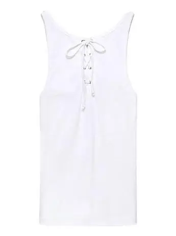 Prada Cotton-jersey Lace-up Tank Top - White