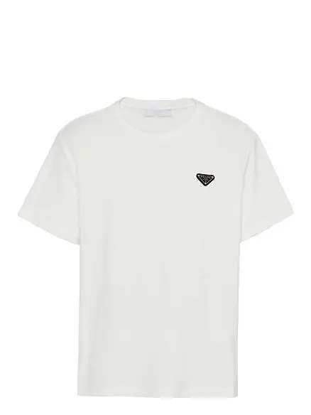 Prada Terry Logo-plaque Cotton-blend T-shirt - White