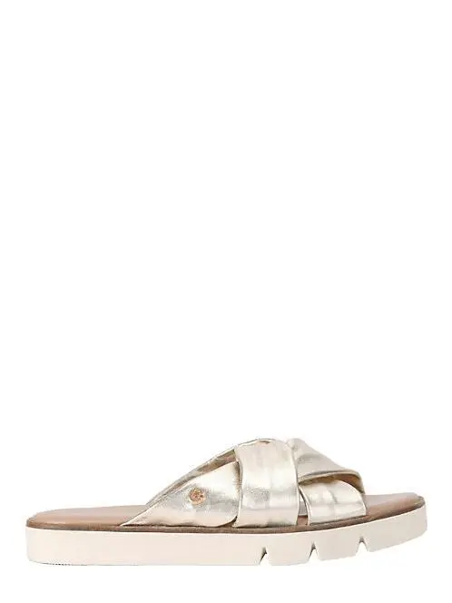 Carvela Vita Cross-strap Leather Sandals - Gold
