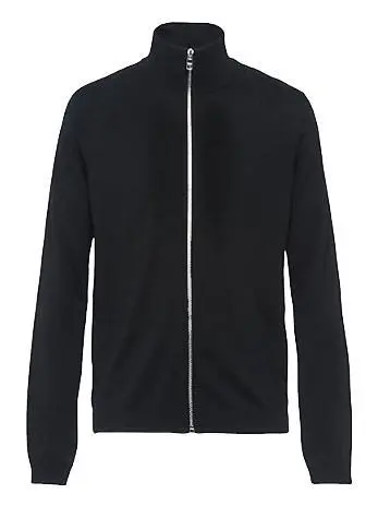 Prada Waffle Turtle-neck Wool Cardigan - Black