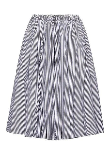Prada Striped Cotton Poplin Midi Skirt - White