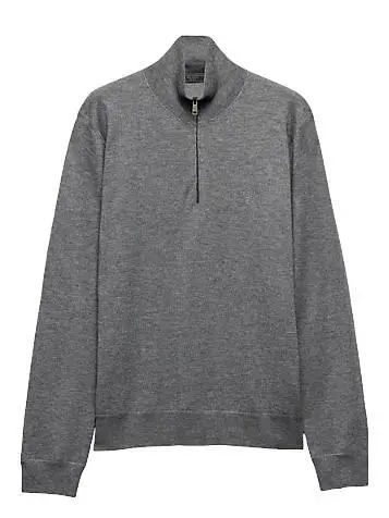 Prada Logo-embroidered Cashmere-silk Half-zip Turtleneck - Grey
