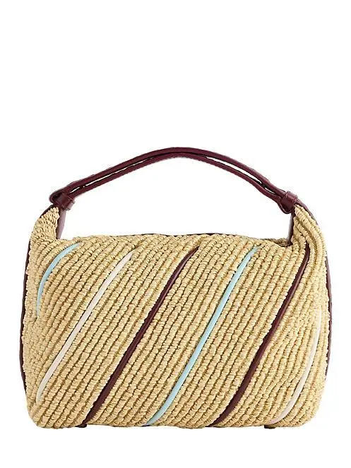 Bottega Veneta Wallace Mini Raffia Shoulder Bag - Nat-bar-zen-wh-mb