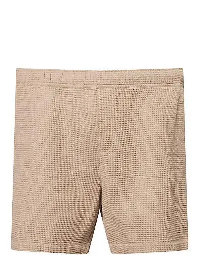 Paige Cotton-jersey Waffle-pattern Shorts - Smoked Oak