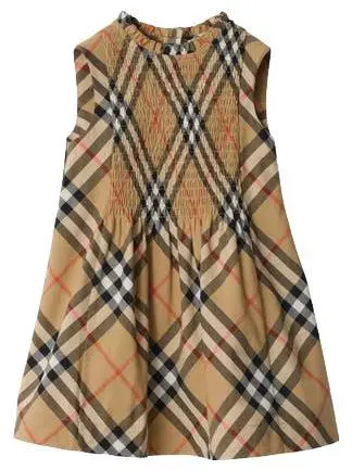 Burberry Check Cotton Poplin Dress - Sand