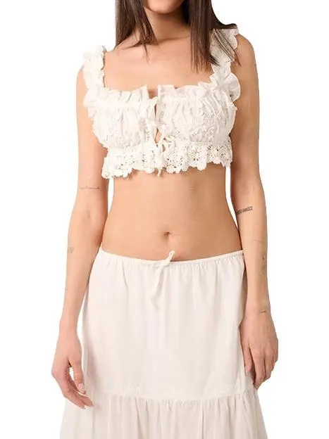 WeWoreWhat Double Tie Embroidered Top - Ivory