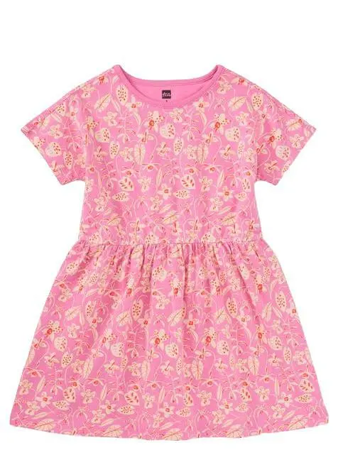 TEA COLLECTION Short Sleeve Twirl Dress - Orchid Abundance