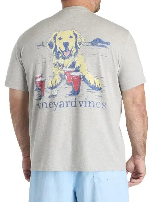Vineyard Vines Big & Tall Pup Cup Graphic Tee - Grey Heather