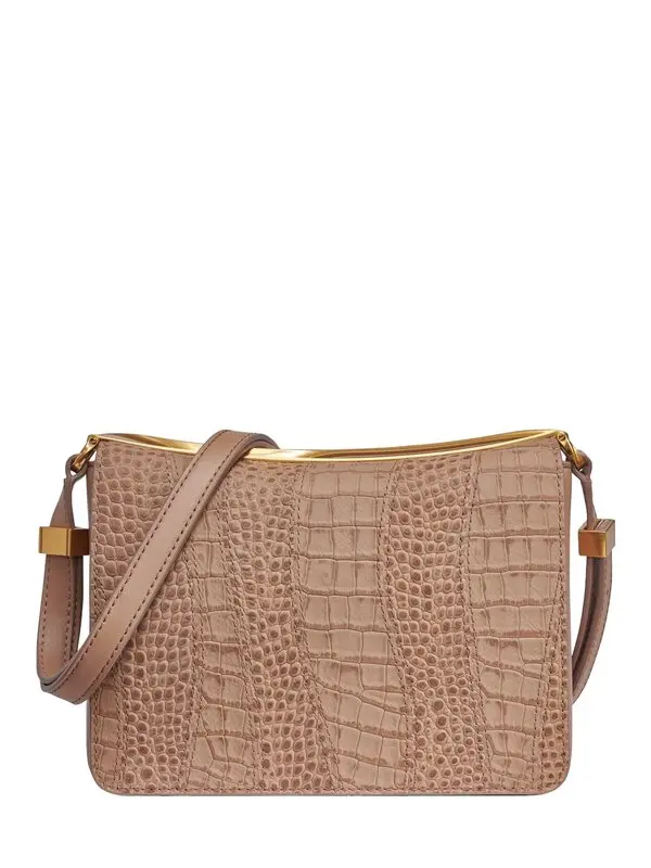 Donna Karan New York Jericho Croco Wave Shoulder Bag - Toasted Almond