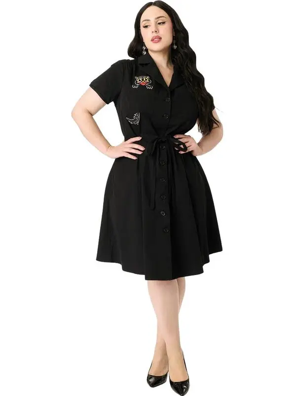 SMAK PARLOUR Fit & Flare Shirt Dress - Black