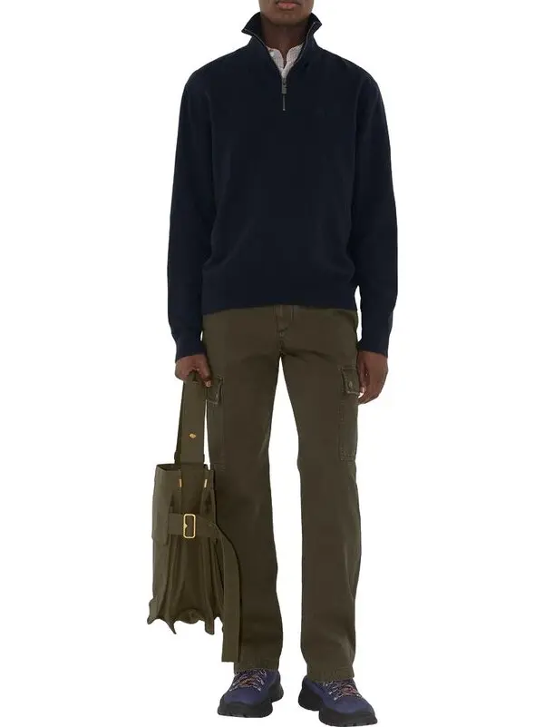 Burberry Cashmere Blend Half-zip Sweater - Navy