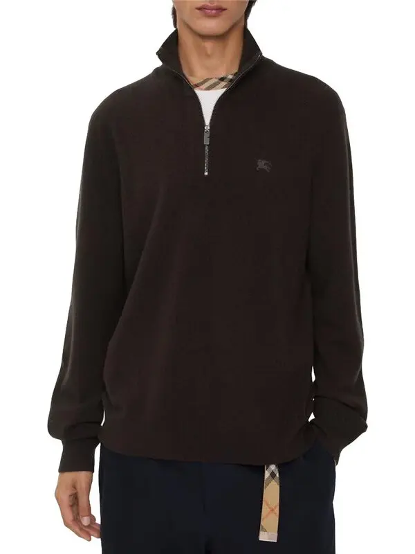 Burberry Cashmere Blend Half-zip Sweater - Scorched Brown