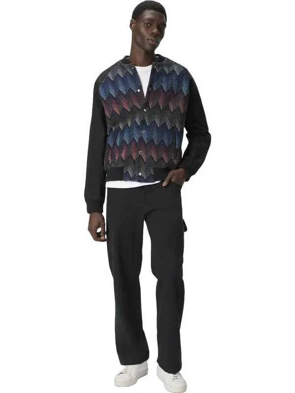Missoni Cotton-blend Bomber Jacket With Zigzag Knit Insert - Multicoloured