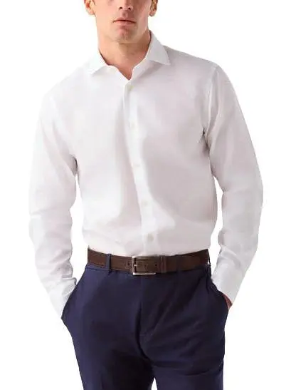 Robert Talbott Reynolds Hopsack Shirt In Classic Fit - White