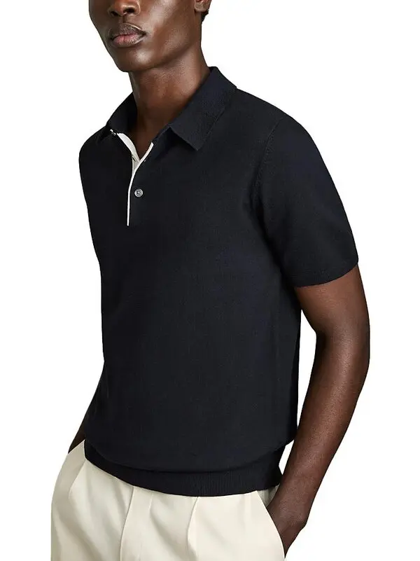 REISS Finch Slim Fit Polo - Navy