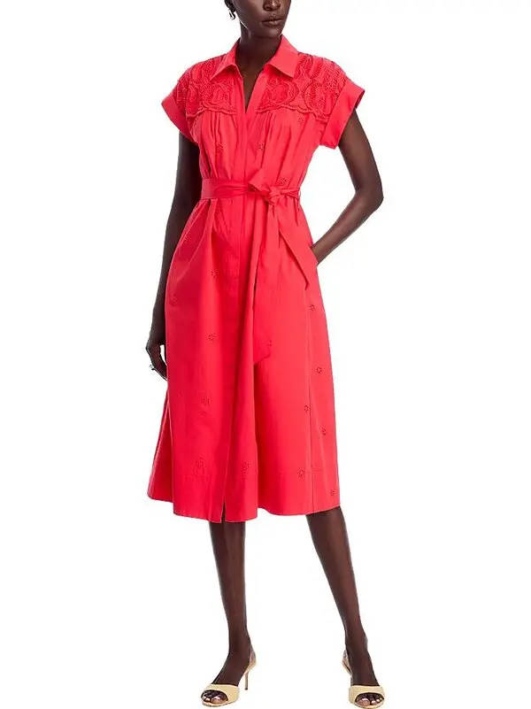 Elie Tahari The Freya Cotton Dress - Lipstick