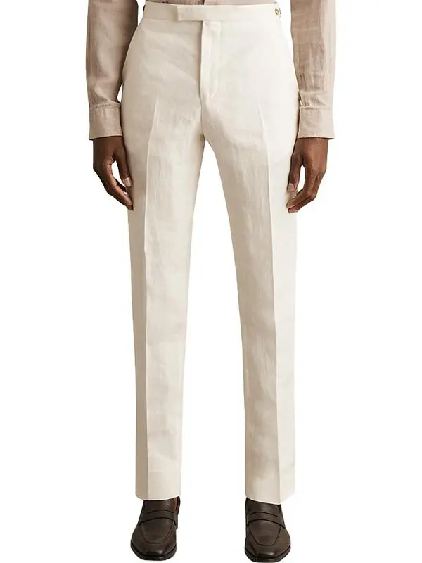 REISS Park Linen Slim Fit Trousers - White