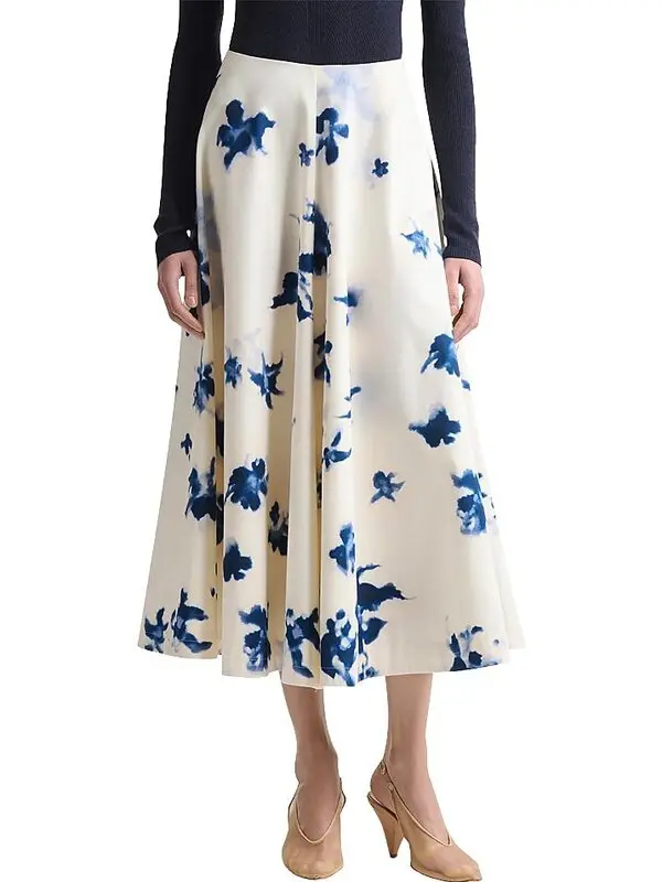 Altuzarra Varda Floral Midi Skirt - Berry Blue Flowers
