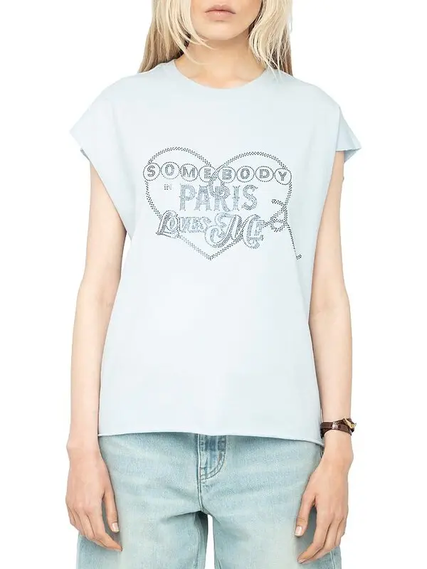 Zadig&Voltaire Cloe Strass Somebody Loves Tee - Cloud