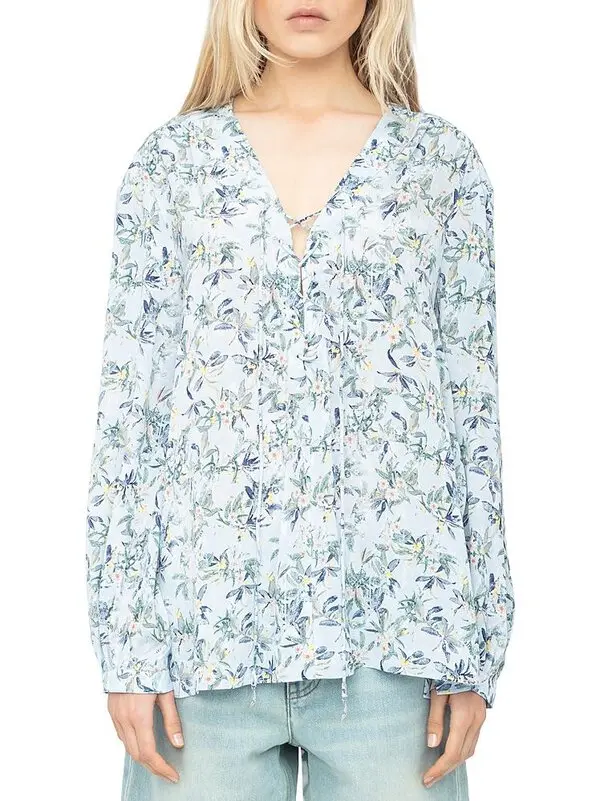 Zadig&Voltaire Tamela Silk Floral Blouse - Cloud