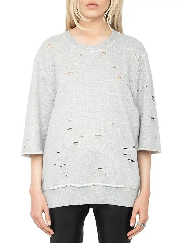 Zadig&Voltaire Edmond Distressed Sweatshirt - Gris Chine Clin
