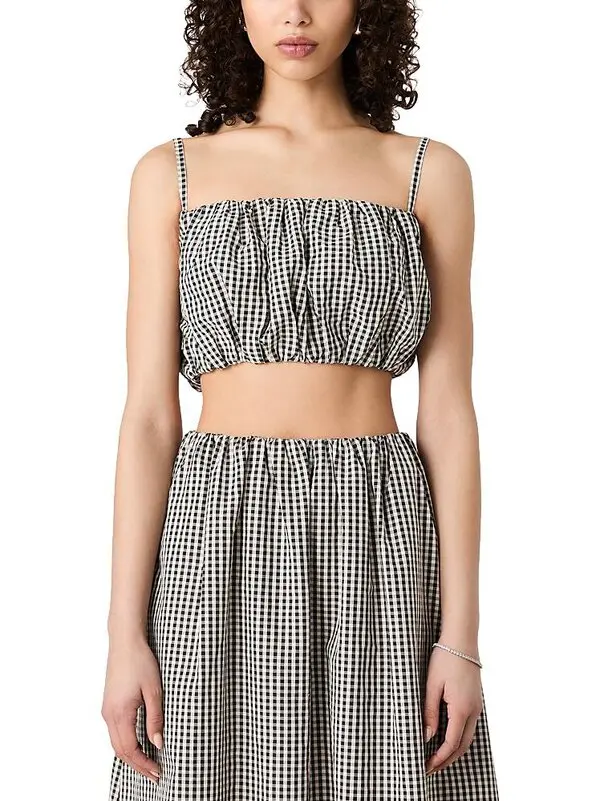 French Connection Gingham Crop Top - Black/gingham