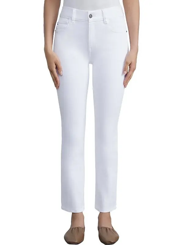 Lafayette 148 New York High Rise Straight Jeans - Washed Plaster