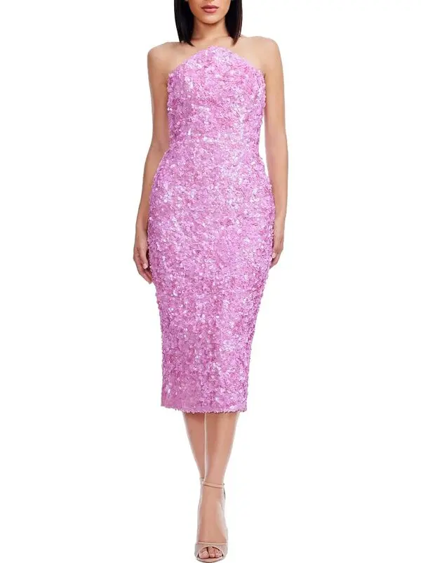 Dress The Population Etta Sequin Strapless Sheath Dress - Lilac