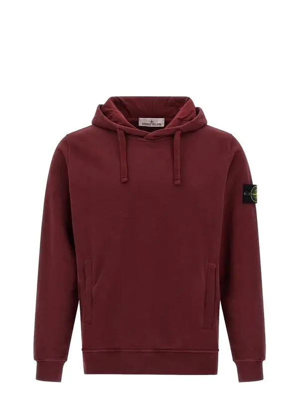 Stone Island Logo Badge Hoodie - Red