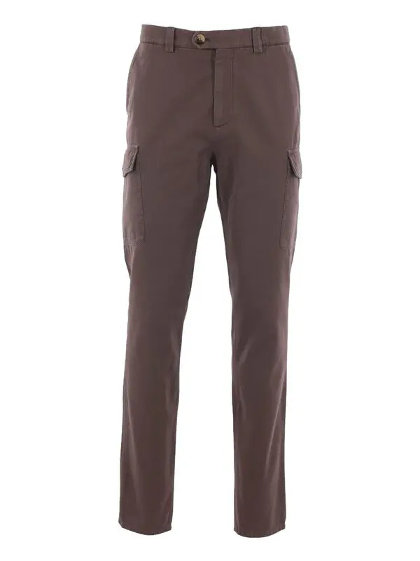 Brunello Cucinelli Cotton Gabardine Cargo Trousers - Brown