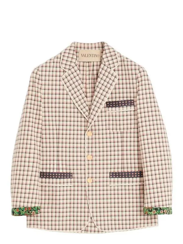 Valentino Garavani Single-breasted Jacket With Check Pattern And Printed Edges - Yellow/black/red