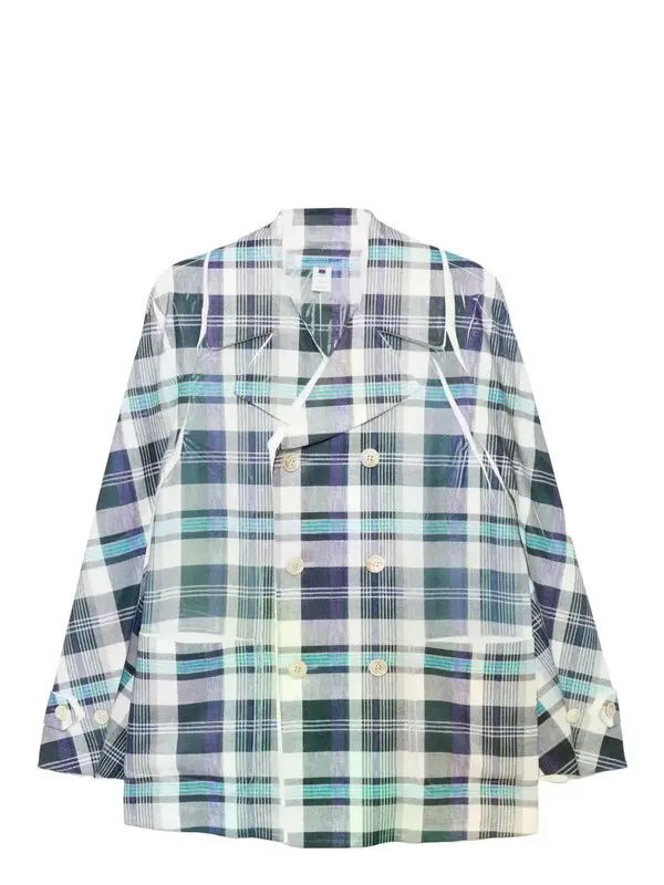 Comme Des Garçons Checked Double-breasted Button Blazer - 051blue