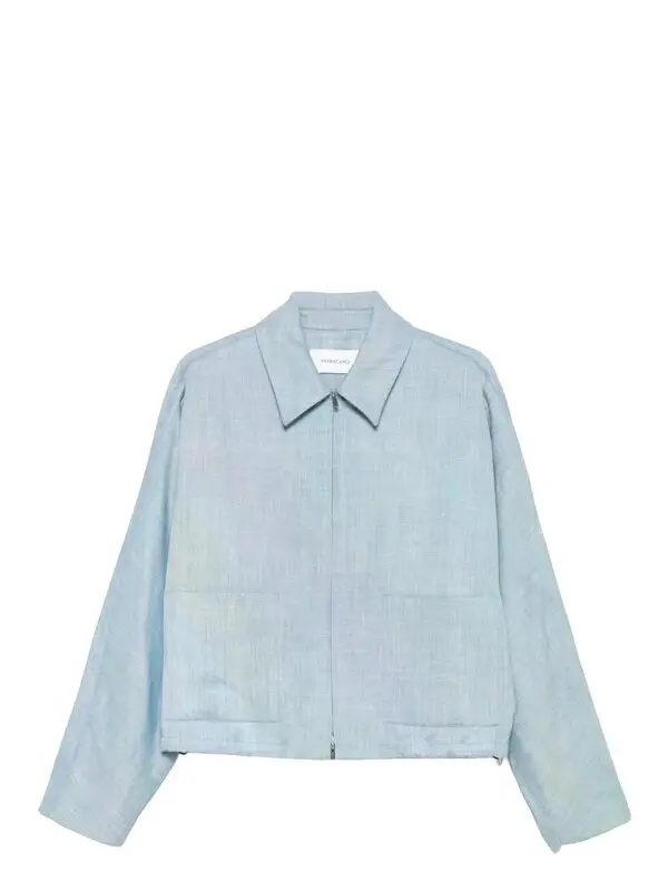 FERRAGAMO Cropped Bomber Jacket - Blue