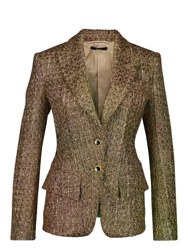 TOM FORD Tweed Single-breasted Blazer - Gold