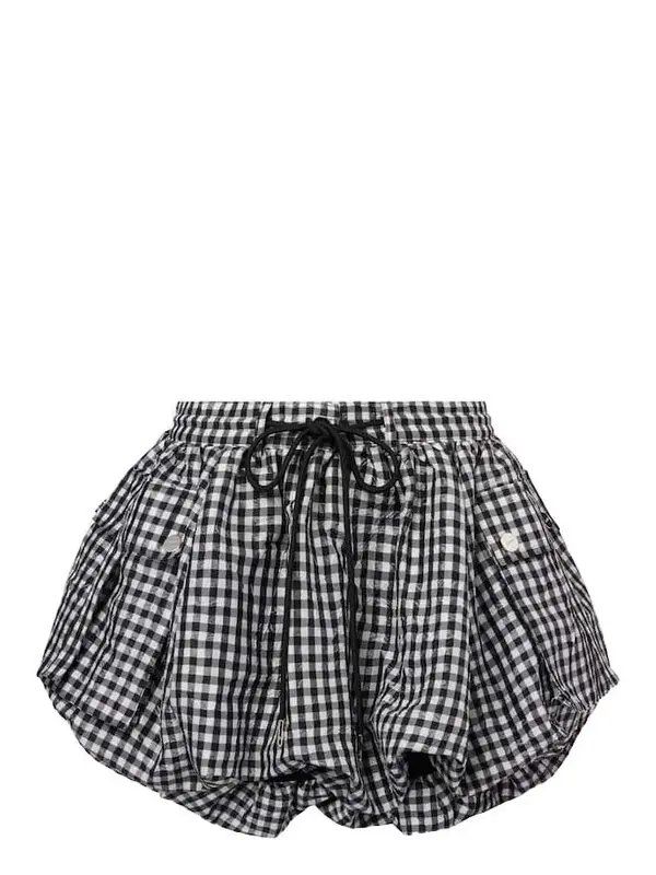 GANNI Gingham Taffeta Miniskirt - Black