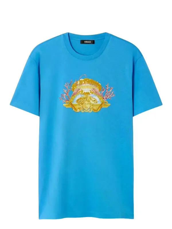 Versace Crystal Dive In Crest T-shirt - Blue