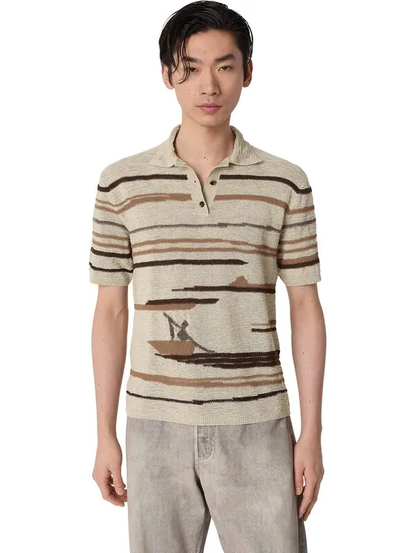 BOTTEGA  VENETA Linen And Cotton Polo - Bone/truffle/chalk