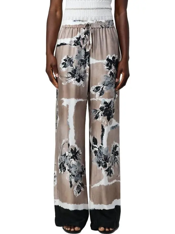 ERMANNO FIRENZE Floral Print Trousers - Beige